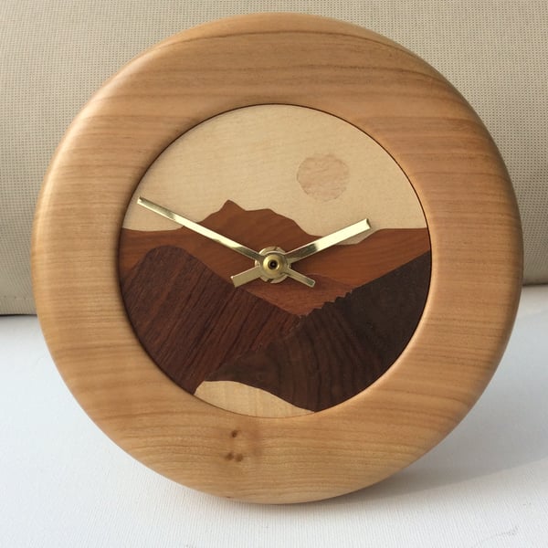 Clock, Hand Cut Wood Veneered Face and Lathe Tu... - Folksy