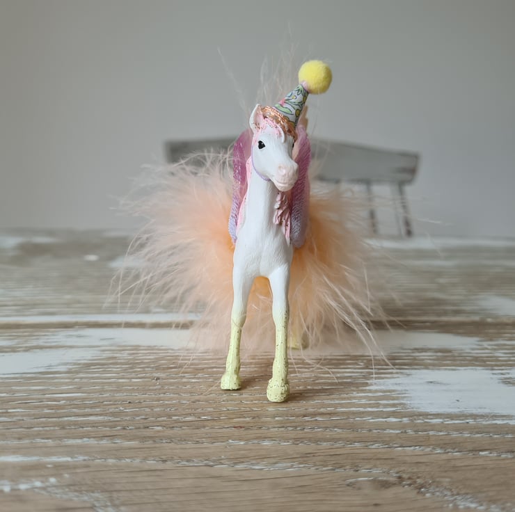Pegasus Unicorn Pastel Cake Topper Pink with Fe... - Folksy