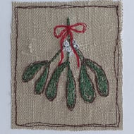 Embroidered Mistletoe Card - Folksy