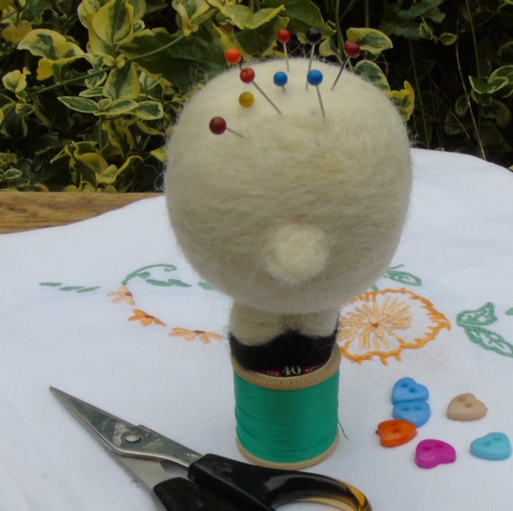sheep pincushion - needle felt sheep on vintag... - Folksy