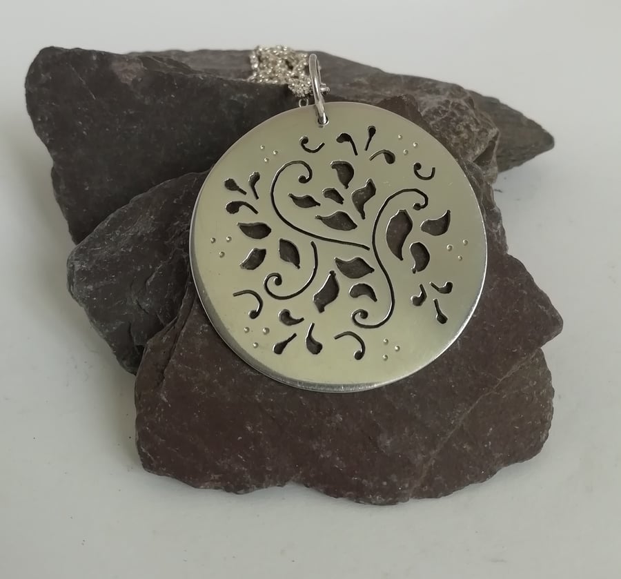 Large Floral Design Filigree Necklace - Folksy