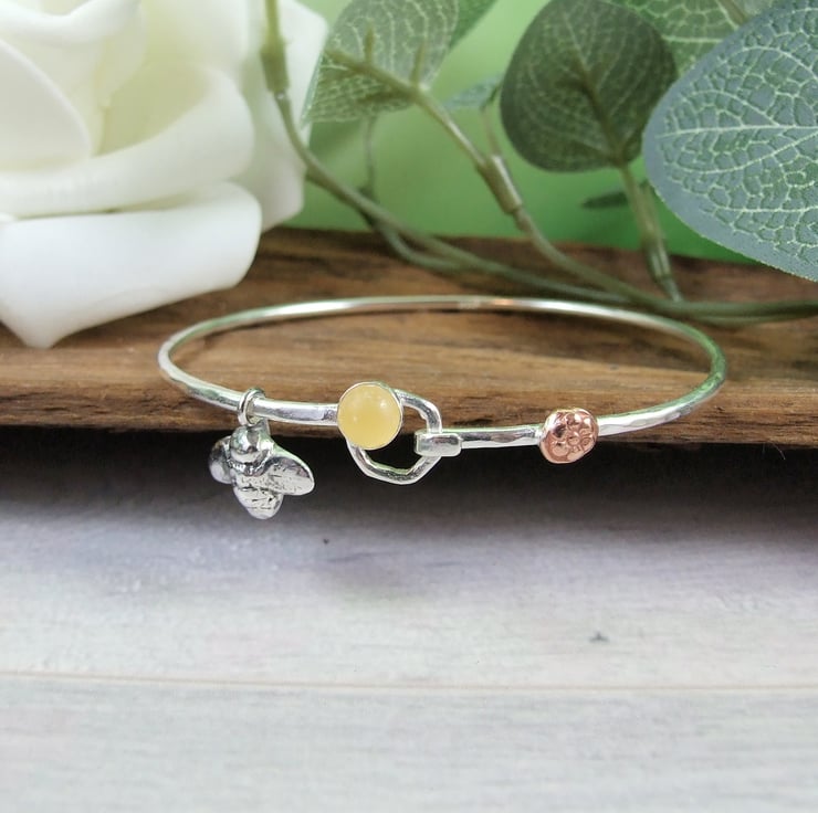 Sterling Silver Tension Bangle with Clasp and B... - Folksy