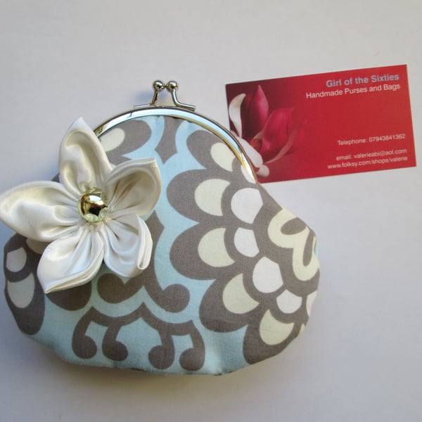 Coin purse with flower - Folksy
