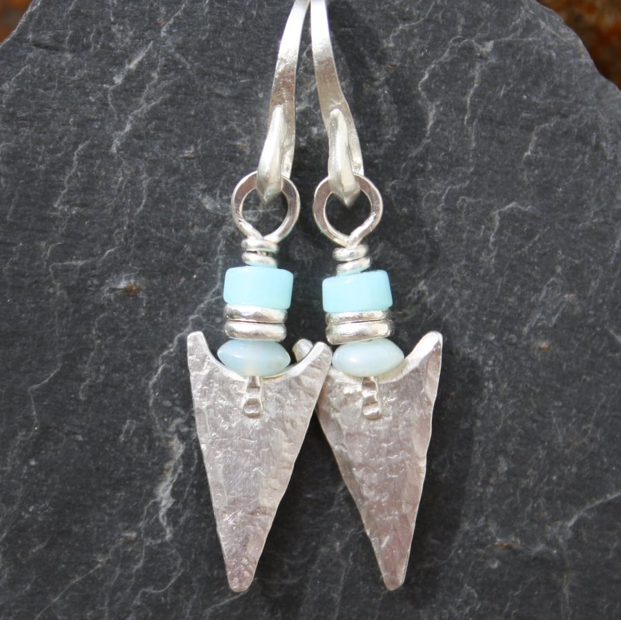 Silver and peruvian opal earrings - Folksy