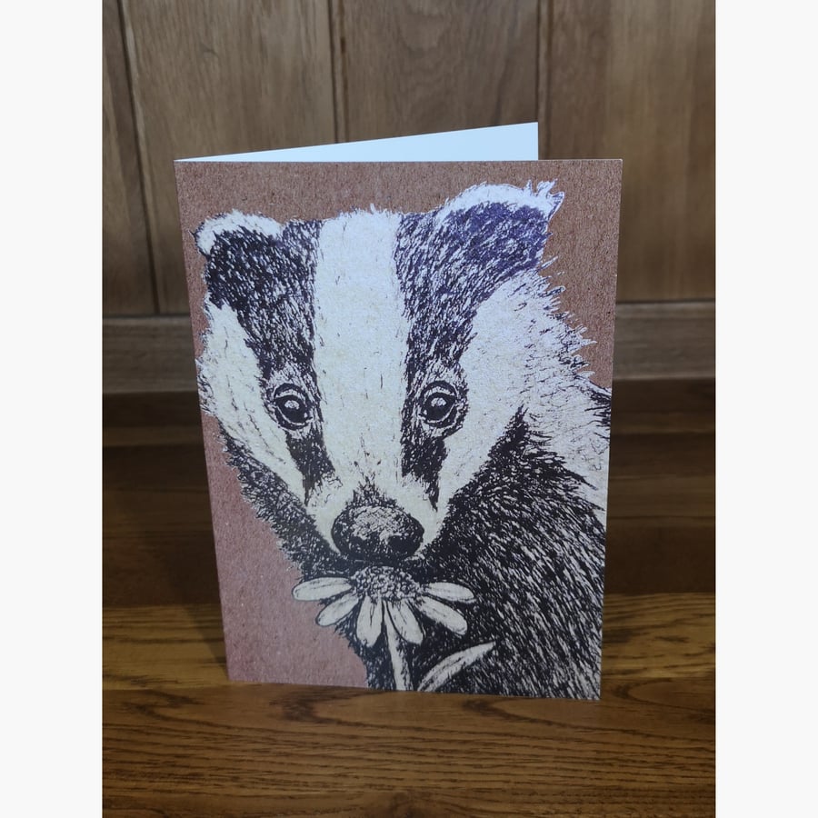 Badger Greeting Card - Folksy