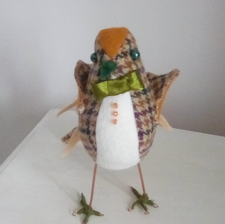 Tweed Bird, Handmade Bird, Bird Sculpture, Brow... - Folksy