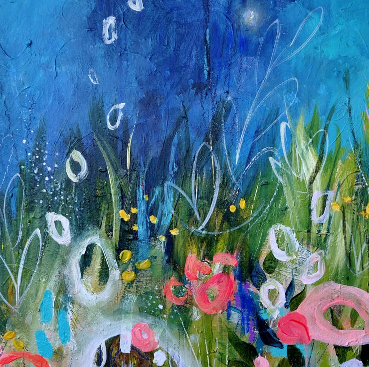 'Moonlight' Original mixed medium painting. - Folksy