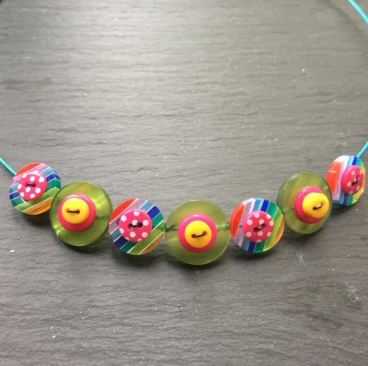 Button Necklace Layered Button Choker - Folksy