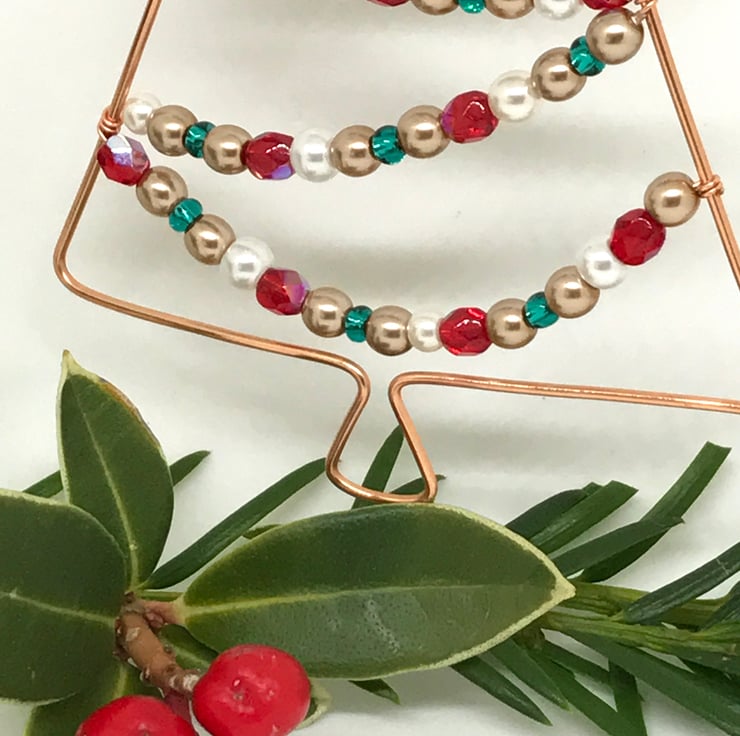 Copper Christmas Tree Decoration, Hanging Decor... - Folksy