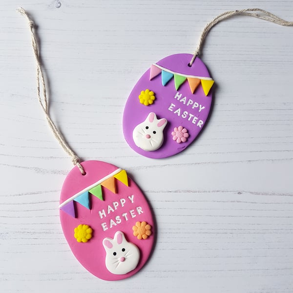 Happy Easter hanging decoration, Hand painted, ... - Folksy