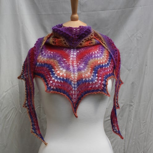 Handknitted Hannah rainbow scarf/ shawl - Folksy