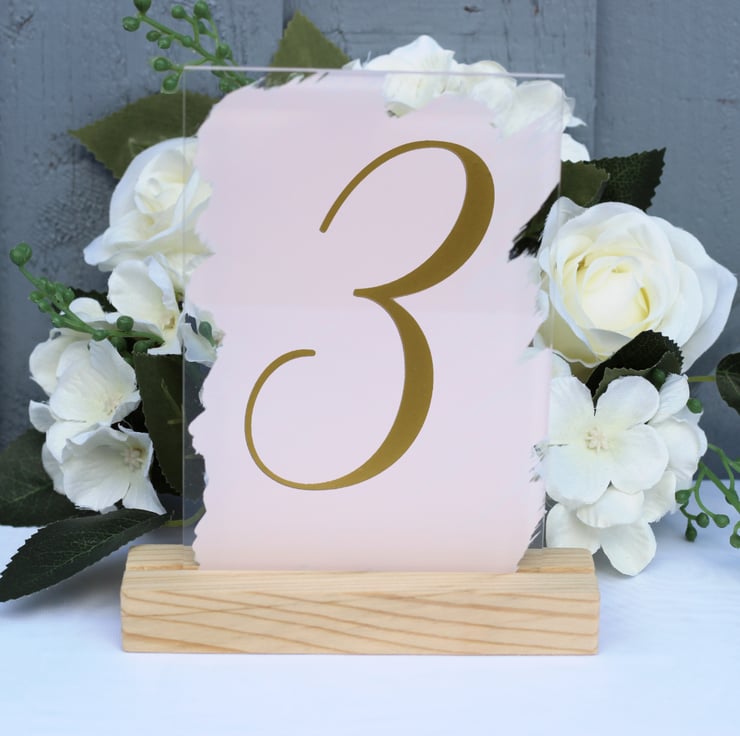Handpainted Acrylic A6 sign wedding TABLE NUMBE... - Folksy