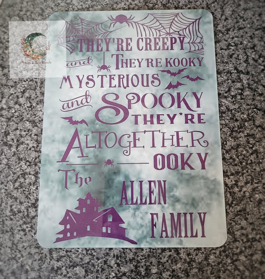 The addams family style family wall art - Folksy