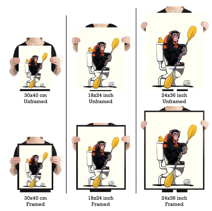 Chimpanzee on the Toilet, Bathroom Bath & T... - Folksy