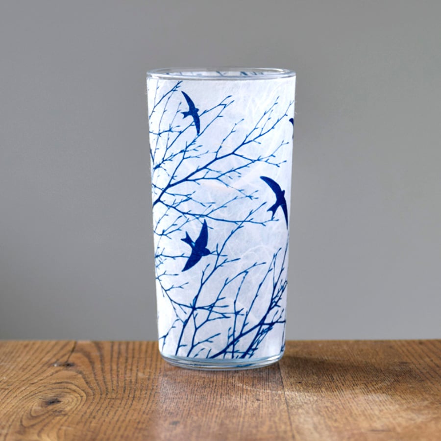 Swifts Cyanotype Vase Blue & White - Folksy