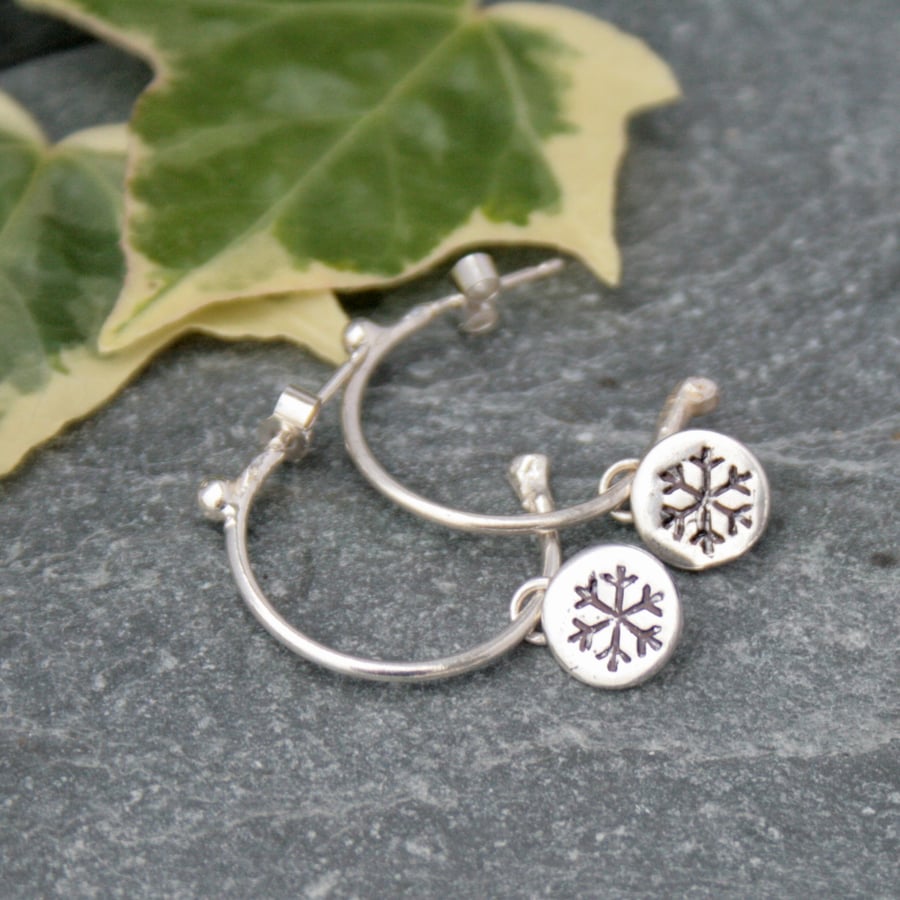 Silver hoop charm earrings - Folksy