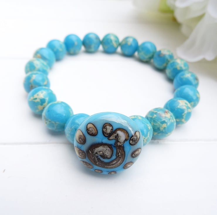 SALE!!! Impression Jasper Bracelet,Turquoise Br... - Folksy