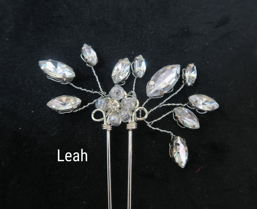 Wedding hair pin, handmade with rhinestones in ... - Folksy