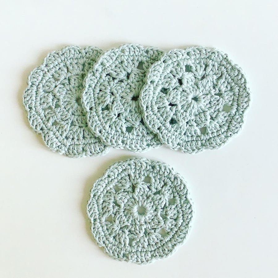 Crochet coasters, organic cotton coasters croch... - Folksy