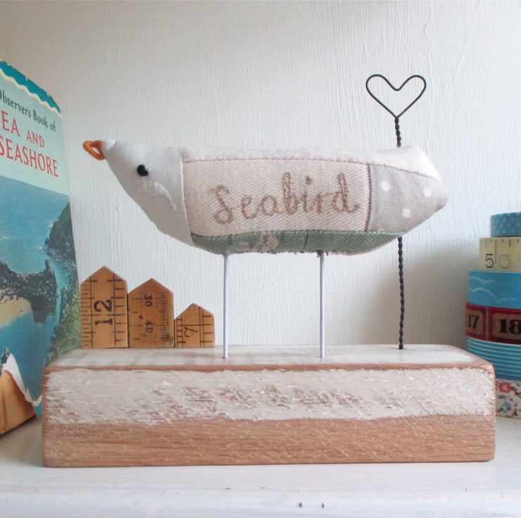 SALE - Fabric Sea Bird - Seagull with Wire Hear... - Folksy