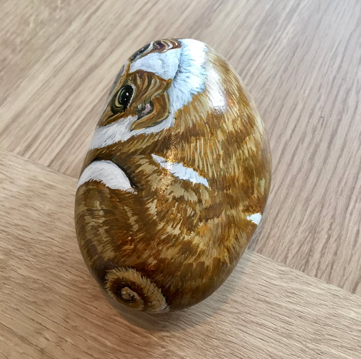 Dog painted pebble rock art pet portrait garden... - Folksy