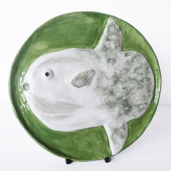 Ocean Sunfish Ceramic Plate - Hand Sculpted - b... - Folksy