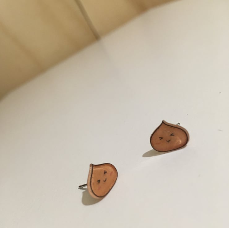 Cute Dumpling Earstuds "Cheeky Bao" - Folksy