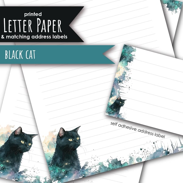 Letter Writing Paper Black Cat - Folksy