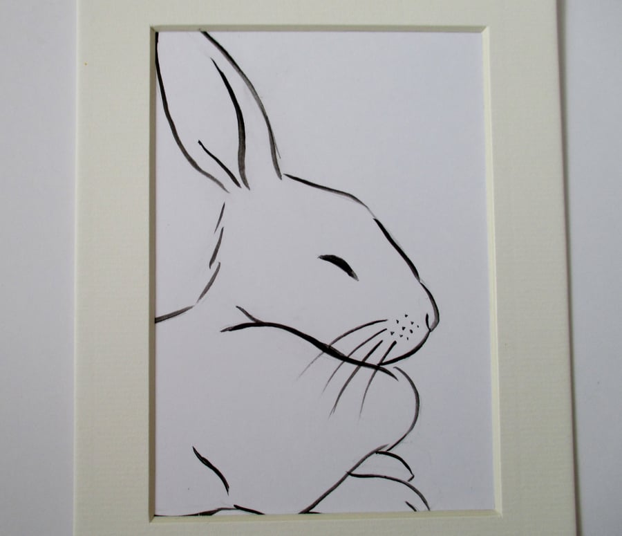 Sleeping Bunny Original Line Painting SALE - Folksy