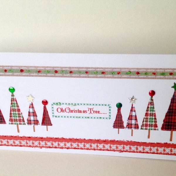 Christmas Cards,Pack of Five,'Tartan Trees'Hand... - Folksy
