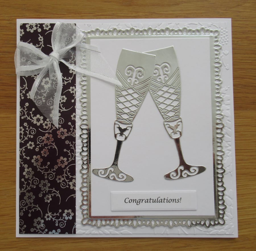 Champagne Flutes - Congratulations Card - Folksy