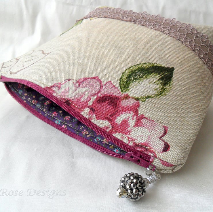 Floral print make-up bag. Cosmetics bag. - Folksy