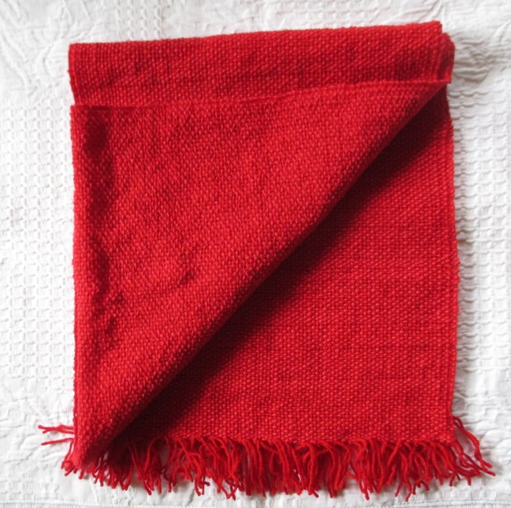 Hand Woven Alpaca Scarf, bright red, a splash o... - Folksy