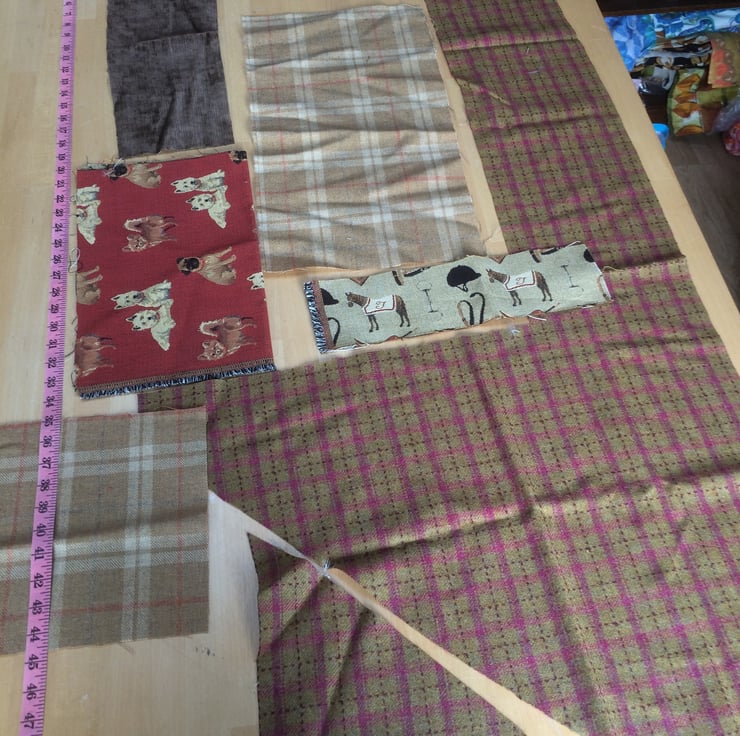 Pug Dog Horse Tweed Brown Red PInk DIY Patchwor... - Folksy