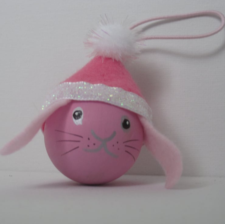SALE Bunny Rabbit Christmas Bauble Decoration x 4 - Folksy