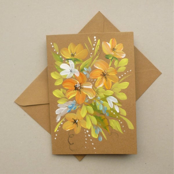 greetings card original art hand painted floral... - Folksy