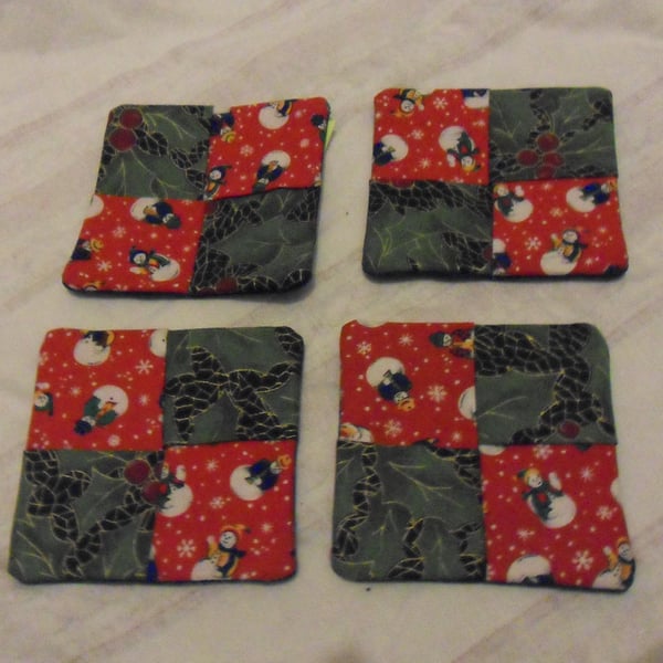 Homemade Christmas design coasters. Set of 4 (6) - Folksy