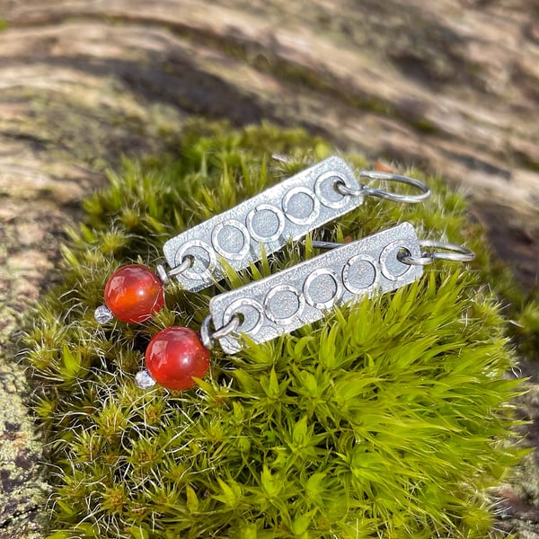 Oxidised sterling silver and carnelian drop ear... - Folksy
