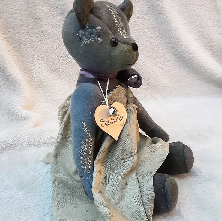 SOLD Hand embroidered teddy bear, one of a kind... - Folksy
