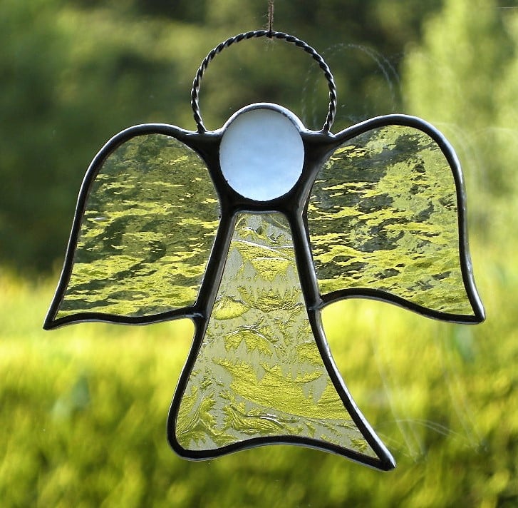 Stained glass suncatcher (Angel) abstract in tw... - Folksy