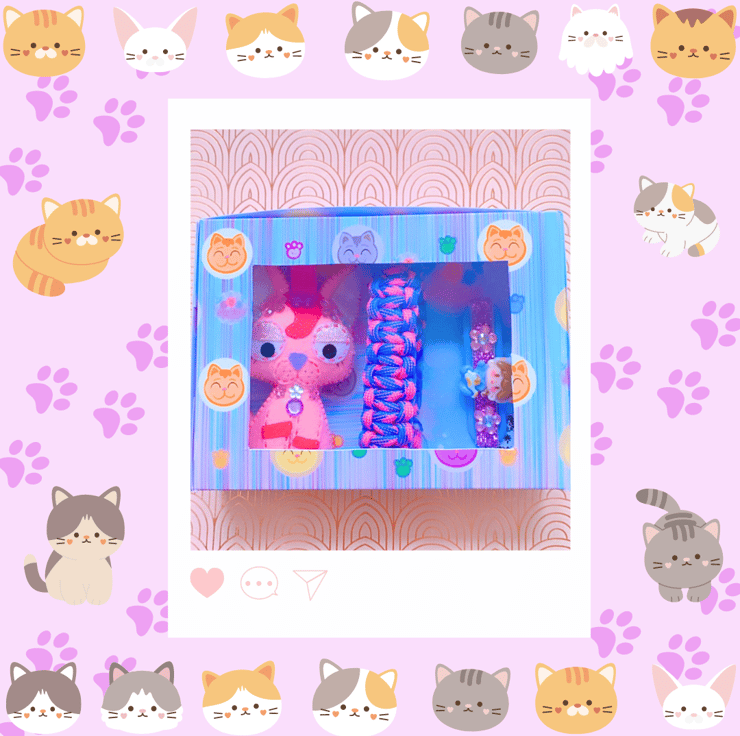 Felt Cat Pink-Cat Keychain with Children's Brac... - Folksy