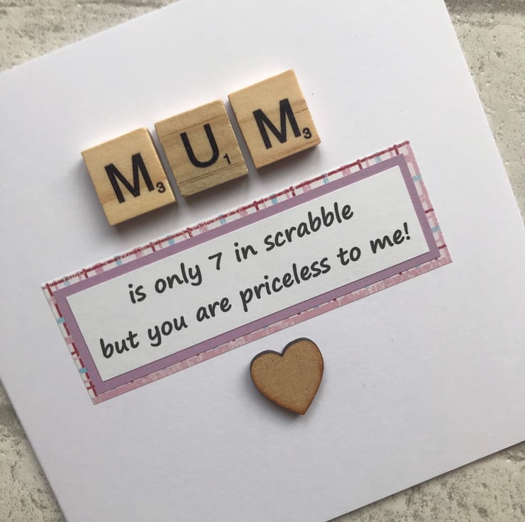 Handmade Scrabble Tile Mum Card, Birthday, Moth... - Folksy