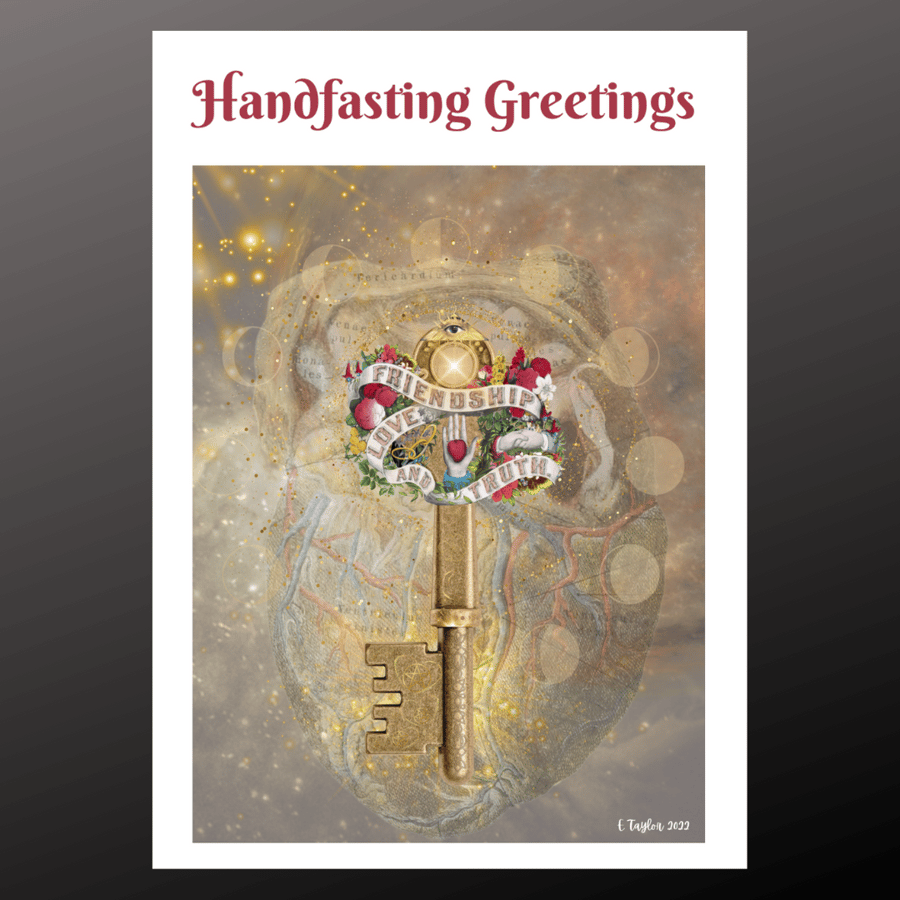Handfasting Greetings Card Key Heart Personalis... - Folksy