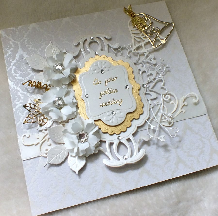 Luxury Handmade Golden Wedding Anniversary Card - Folksy