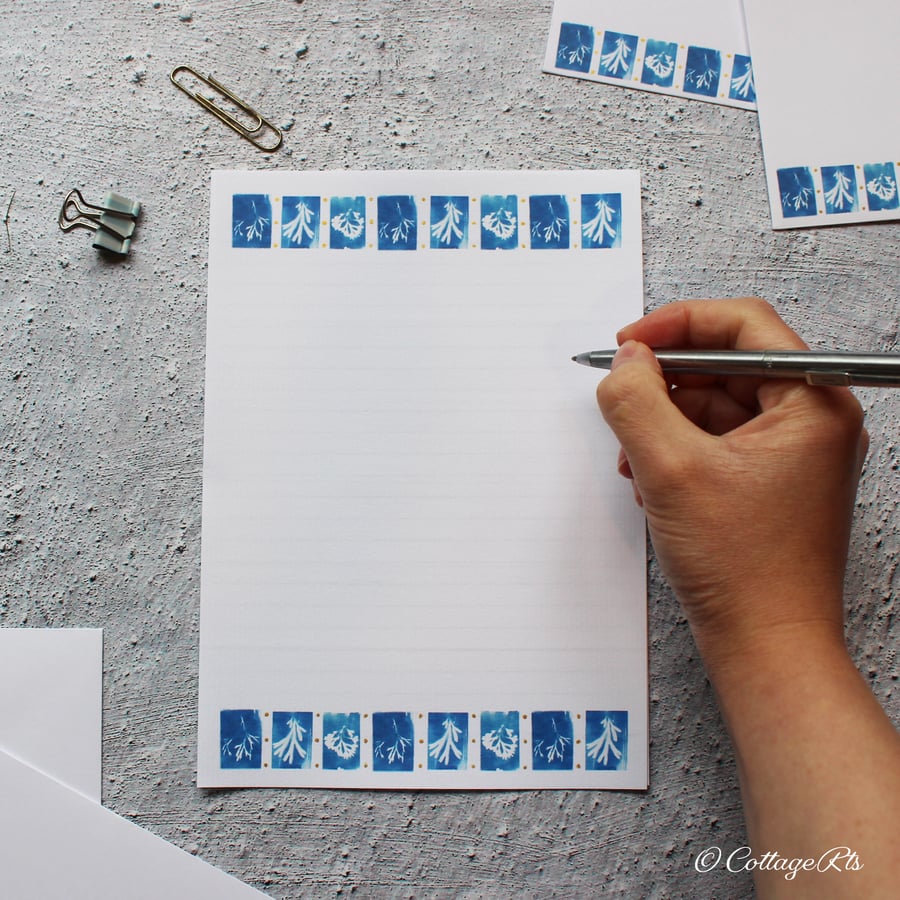 Hand Finished Seaweed Cyanotype Letter Writing ... - Folksy