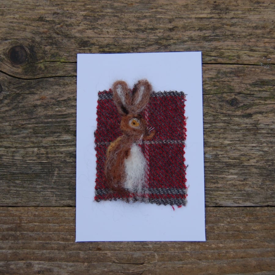 Birthday Card - Hare, Needle felt card, wool ca... - Folksy