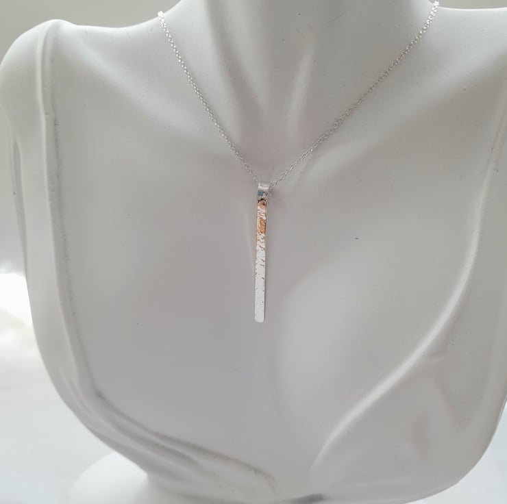 Sterling Silver Long Drop Pendant With Sterling... - Folksy