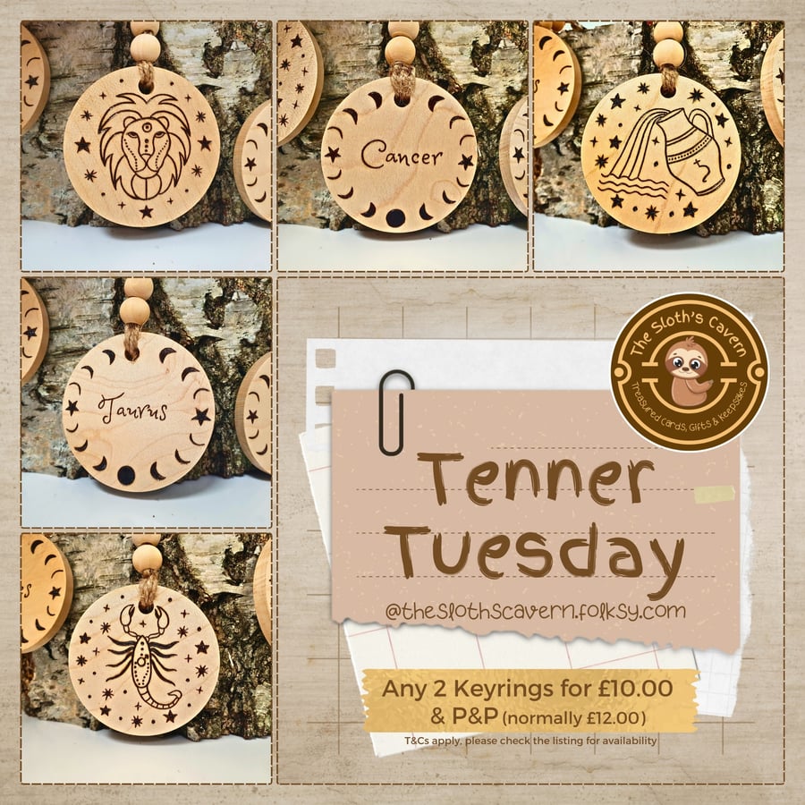 Tenner Tuesday Offer! Any 2 Zodiac Star Keyring... - Folksy
