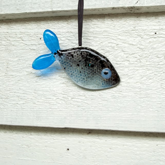 Fused Glass Sparkly Fish Decoration - Folksy