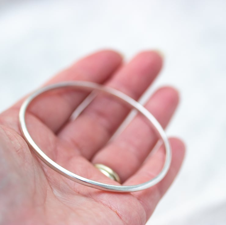 Sterling Silver Solid Slim Bangle, Hallmarked, ... - Folksy
